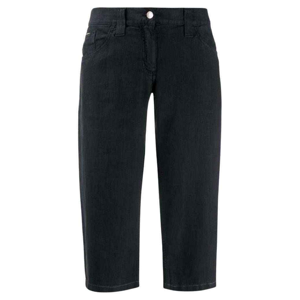 Dolce and Gabbana Vintage black linen 2000s five pockets capri trousers ...