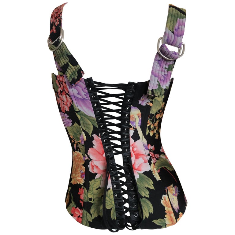 Dolce and Gabbana Vintage Floral Pattern Corset with Corset Laced Back ...