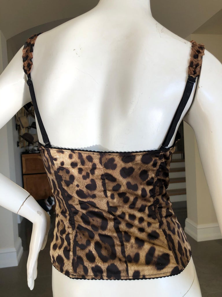 Dolce and Gabbana Vintage Lace Trimmed Leopard Print Corset Top at 1stDibs
