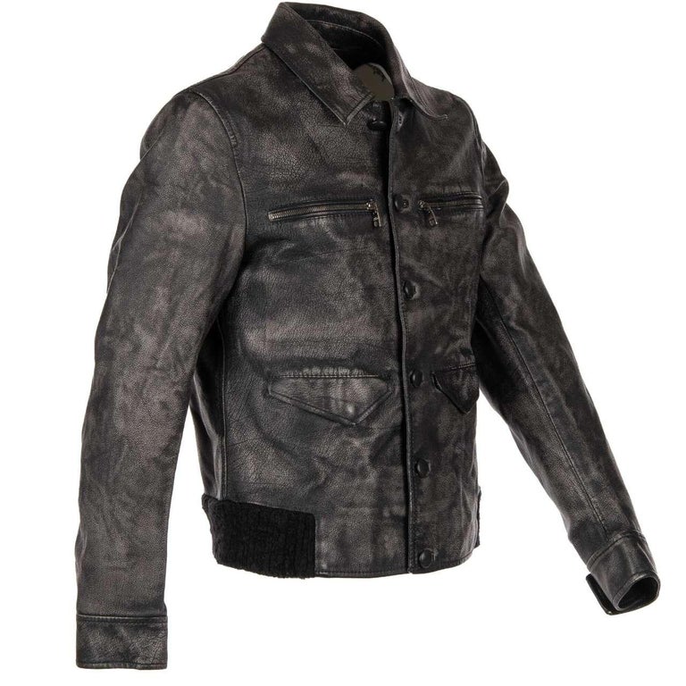 Dolce and Gabbana - Vintage Leather Jacket with Pockets Black 48 M For ...