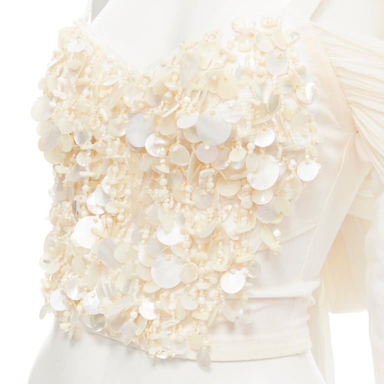 DOLCE GABBANA Vintage Rare seashell embellished off shoulder bustier ...