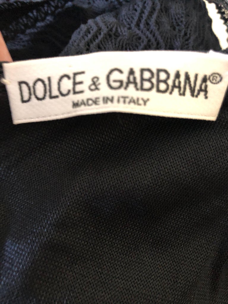 Dolce And Gabbana Vintage Sheer Black Knit Maxi Dress With Attached