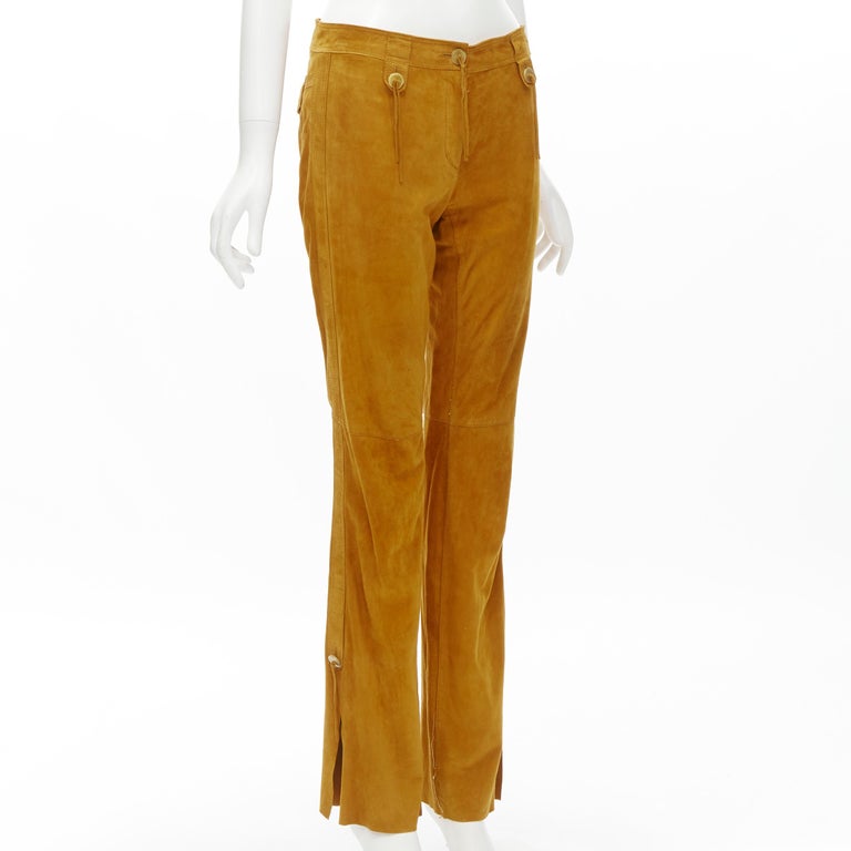 DOLCE GABBANA Vintage tan brown suede leather tassel button pants IT38 ...