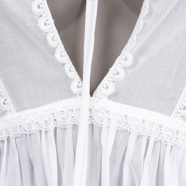 DOLCE and GABBANA white cotton LACE TRIM VOILE TUNIC Blouse Shirt L For ...