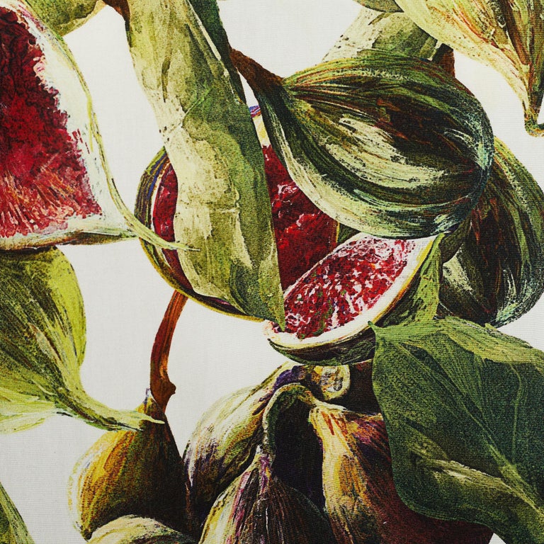 Dolce and Gabbana White/Green Fig Print Poplin Blouse M For Sale at 1stDibs