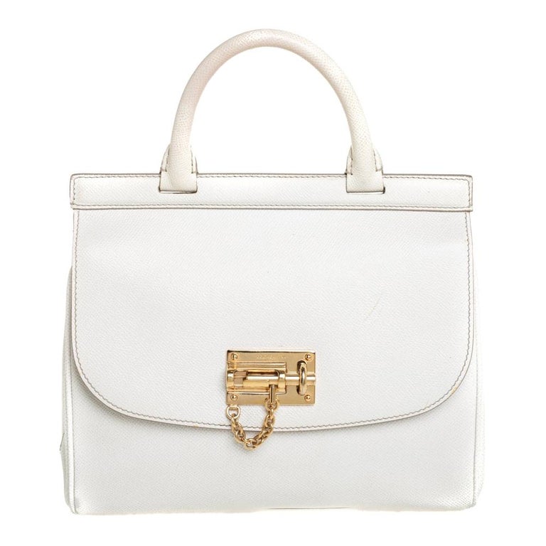 Dolce and Gabbana White Leather Miss Monica Top Handle Bag at 1stDibs