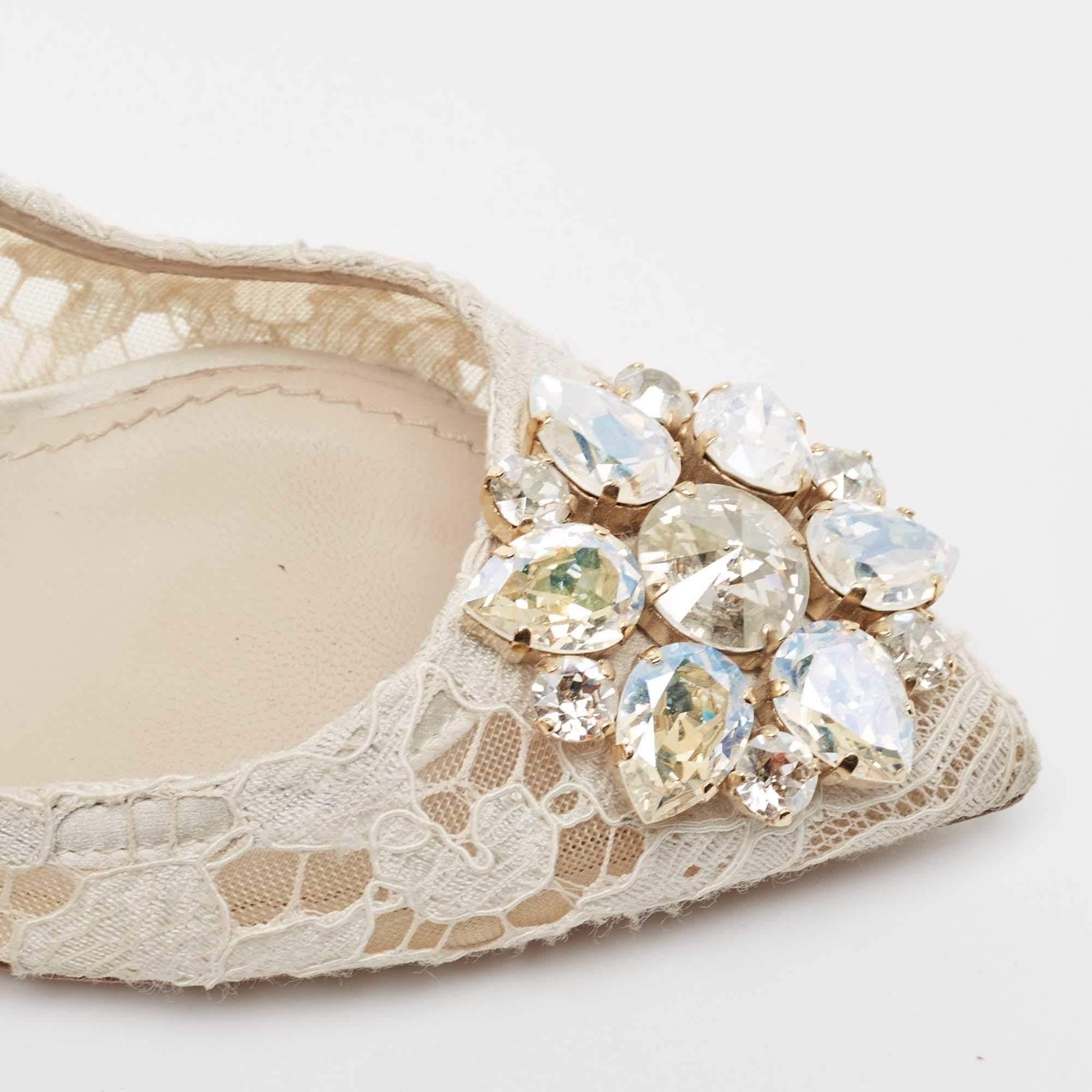 Dolce and Gabbana White Mesh and Lace Bellucci Pumps Size 37 For Sale ...