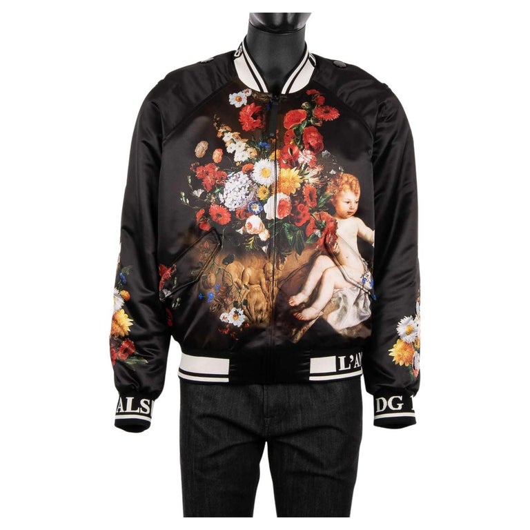 Dolce and Gabbana Wide Fit Baroque Jacket with Angel and Flowers Print ...