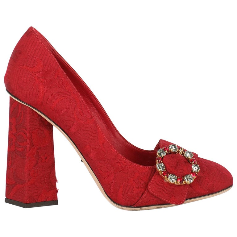 Dolce and Gabbana Woman Pumps Red Fabric IT 39 For Sale at 1stDibs