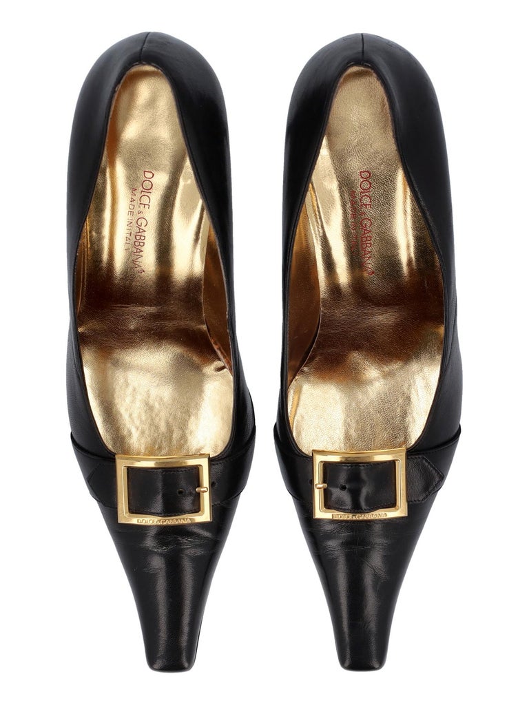Dolce and Gabbana Women Pumps Black Leather EU 40 For Sale at 1stDibs