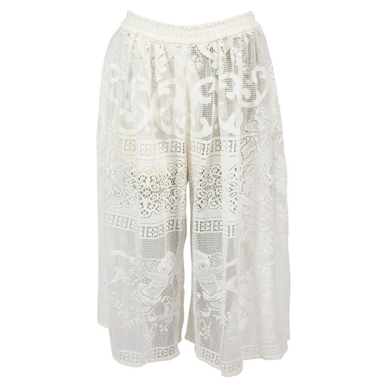 Dolce and Gabbana Women's Crochet Cotton Blend Culottes For Sale at 1stDibs