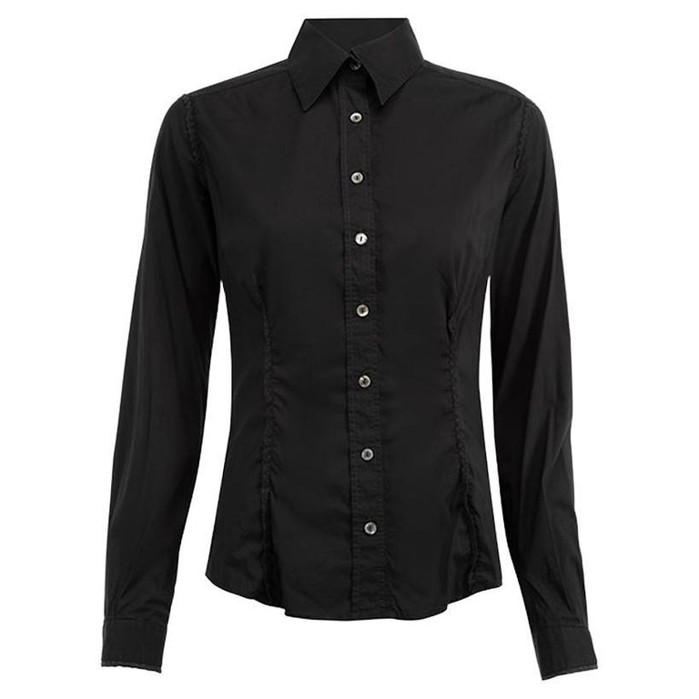 Dolce and Gabbana Women's D&G Black button up lace trim blouse For Sale ...