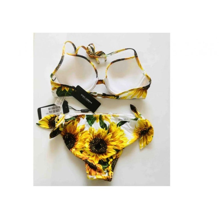 Dolce and Gabbana Yellow Sunflower Two-piece Swimsuit Bikini Swimwear ...