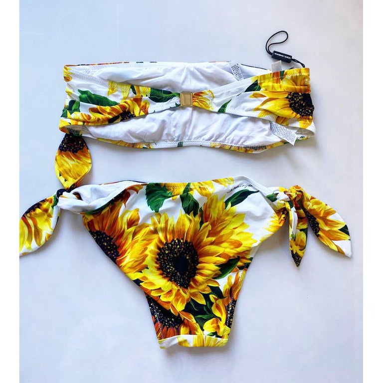 Dolce and Gabbana Yellow Sunflower Two-piece Swimsuit Bikini Swimwear ...