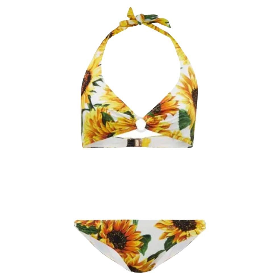 Dolce and Gabbana Yellow Sunflower Two-piece Swimsuit Bikini Swimwear ...