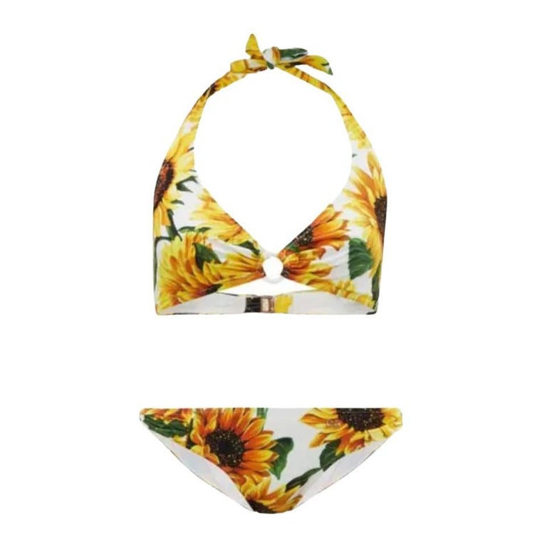 Dolce and Gabbana Yellow Sunflower Two-piece Swimsuit Bikini Swimwear ...