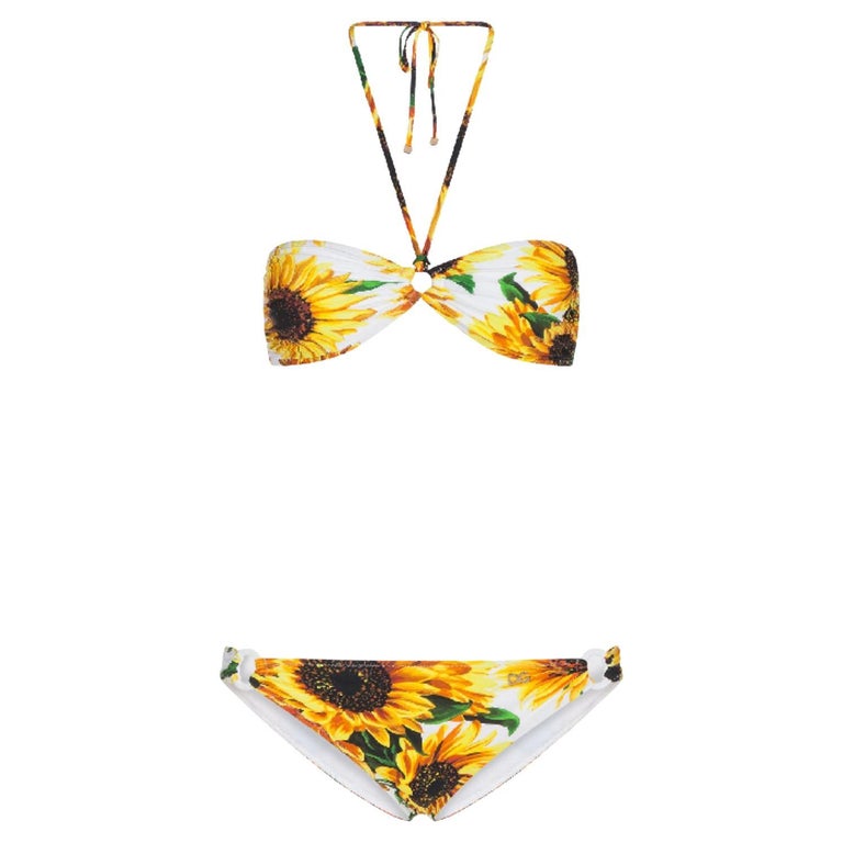 Dolce And Gabbana Yellow Sunflower Two Piece Swimsuit Bikini Swimwear