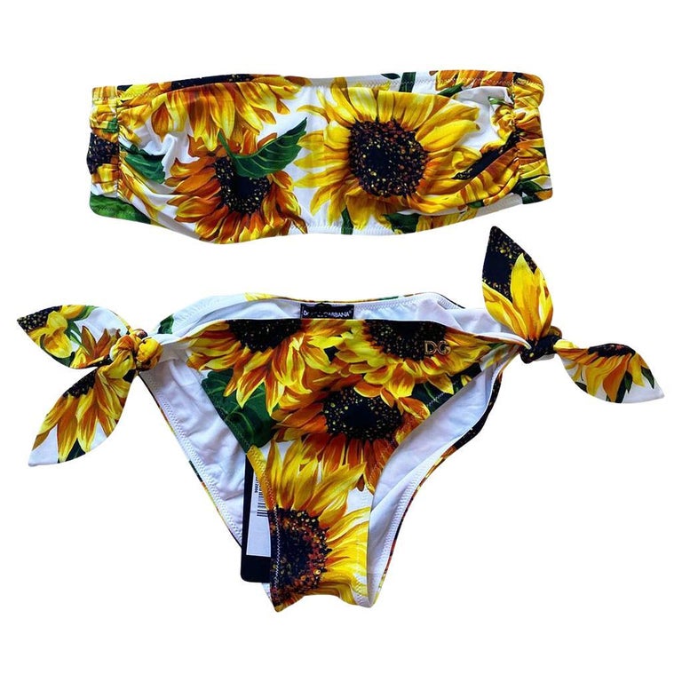 Dolce and Gabbana Yellow Sunflower Two-piece Swimsuit Bikini Swimwear ...