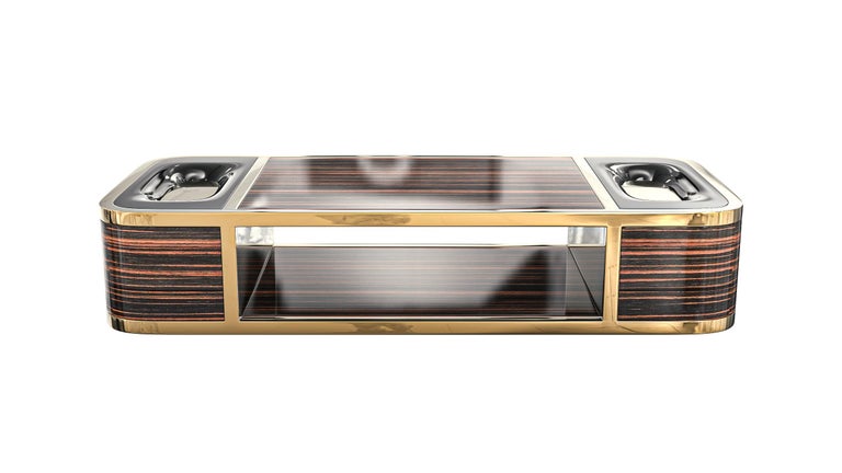 "Dolce Val" Coffee Table with Polished Ebony and Stainless Steel ...