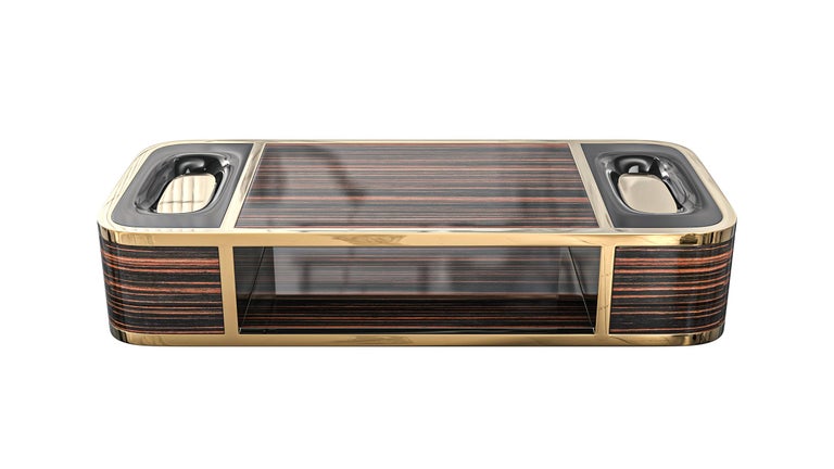 "Dolce Val" Coffee Table with Polished Ebony and Stainless Steel ...