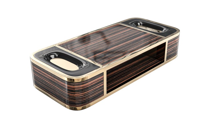 "Dolce Val" Coffee Table with Polished Ebony and Stainless Steel ...