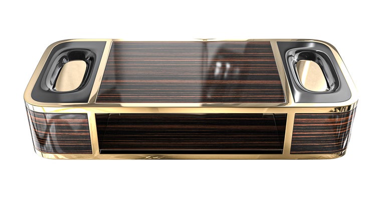 "Dolce Val" Coffee Table with Polished Ebony and Stainless Steel ...