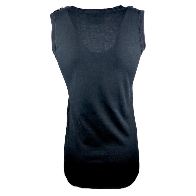 DOLCE&GABBANA – Authentic Black Cotton Long Tank Top with Beads | Size ...