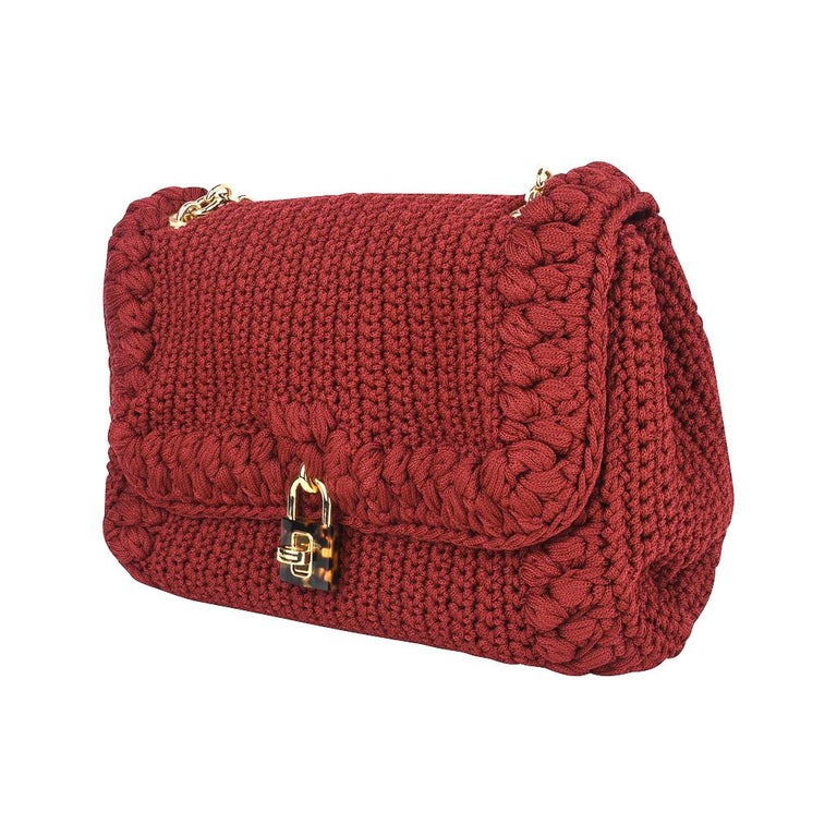 Dolce&Gabbana Bag Jewel Toned Lush Crochet Snakeskin Handle For Sale at ...