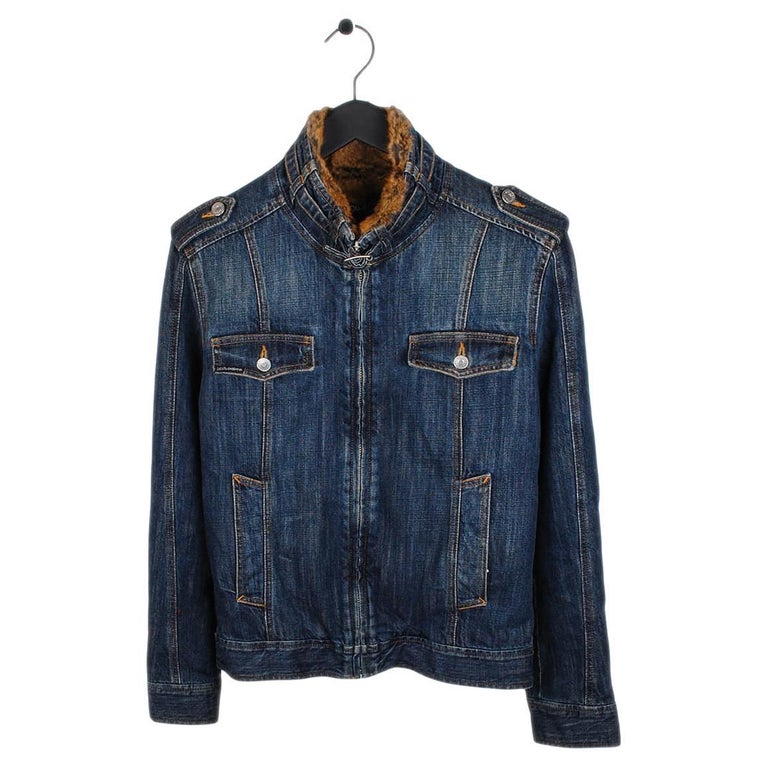 Dolce&Gabbana Mainline Denim Hamster Fur Men Jacket Size 50IT For Sale ...