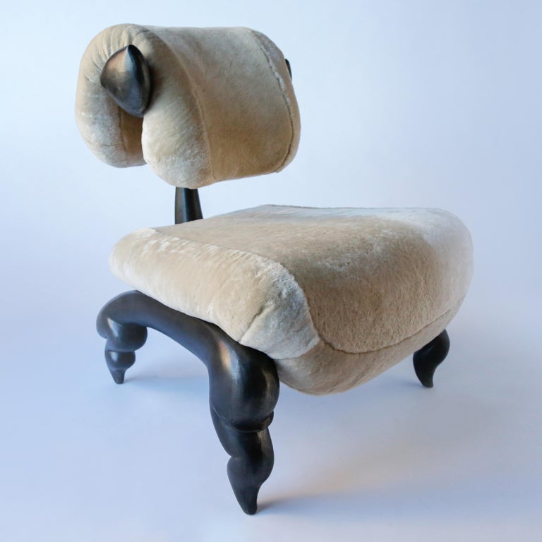 Dolly ‘Sheep’ Lounge Chair, Cast Aluminum, Shearling, Jordan Mozer, USA ...
