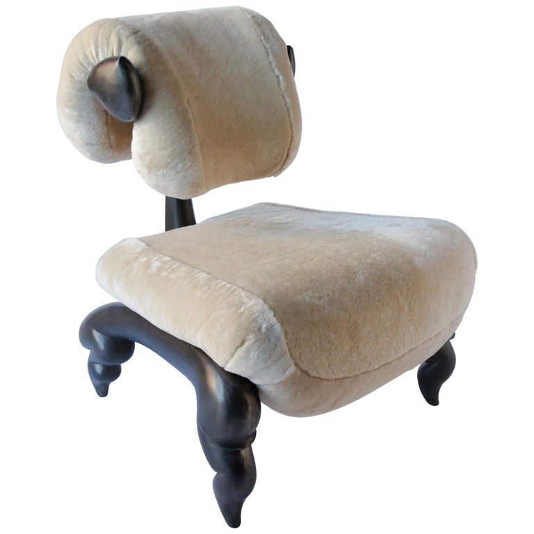 Dolly ‘Sheep’ Lounge Chair, Cast Aluminum, Shearling, Jordan Mozer, USA ...