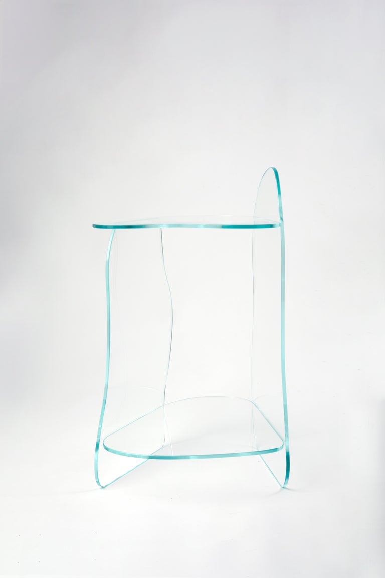 Dolmen Clear Glass Side Table Sculpted by Studio-Chacha For Sale at 1stDibs