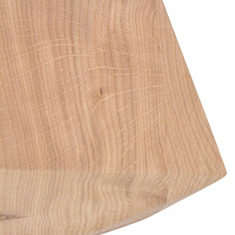 Dolmen Stool, Upholstery in Leather, Hand Carved Ash/Beech Base For Sale at 1stDibs