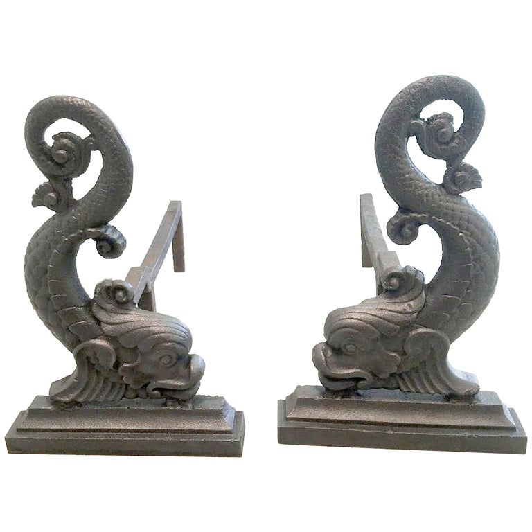 Dolphin Andirons, Bradley and Hubbard, Meriden, Connecticut, circa 1886 ...