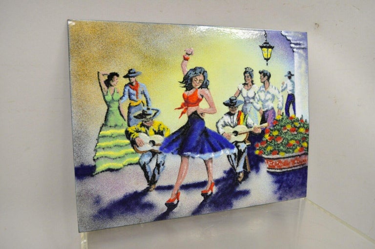 Dom Dominic Mingolla Enamel on Copper Painting Latin Woman Dancing Art ...