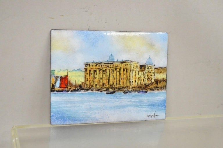 Dom Dominic Mingolla Emaille auf Kupfer, Gemälde Malta, Mittelmeer im ...