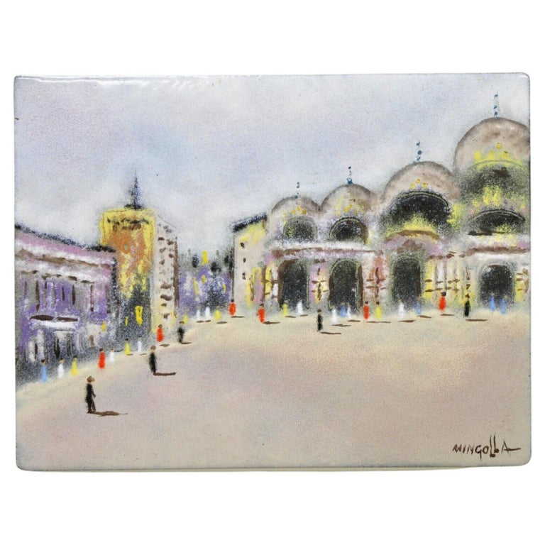 Dom Dominic Mingolla Enamel on Copper Small Painting of Domed Temples ...