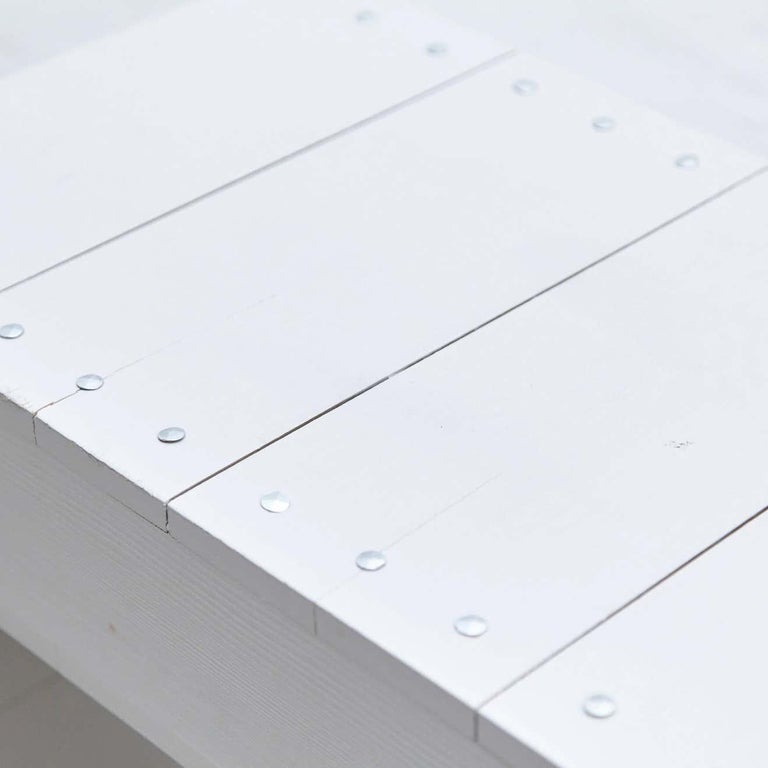 Dom Hans van der Laan Mid Century Modern Grey Wood Stool For Sale at 1stDibs