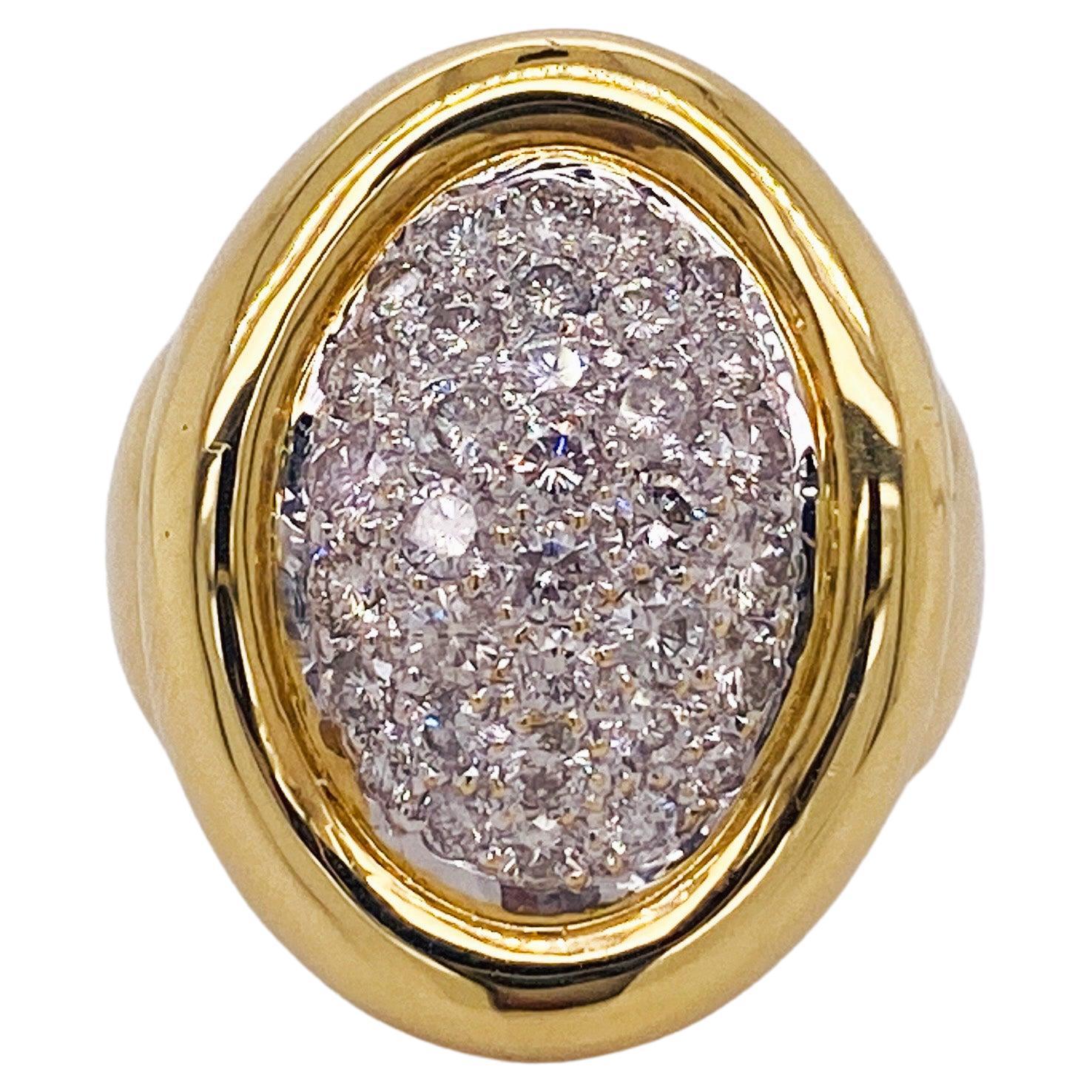 Gemstone Retro Disco Ball Dome Ring in 18 Karat Yellow Gold, Estate ...