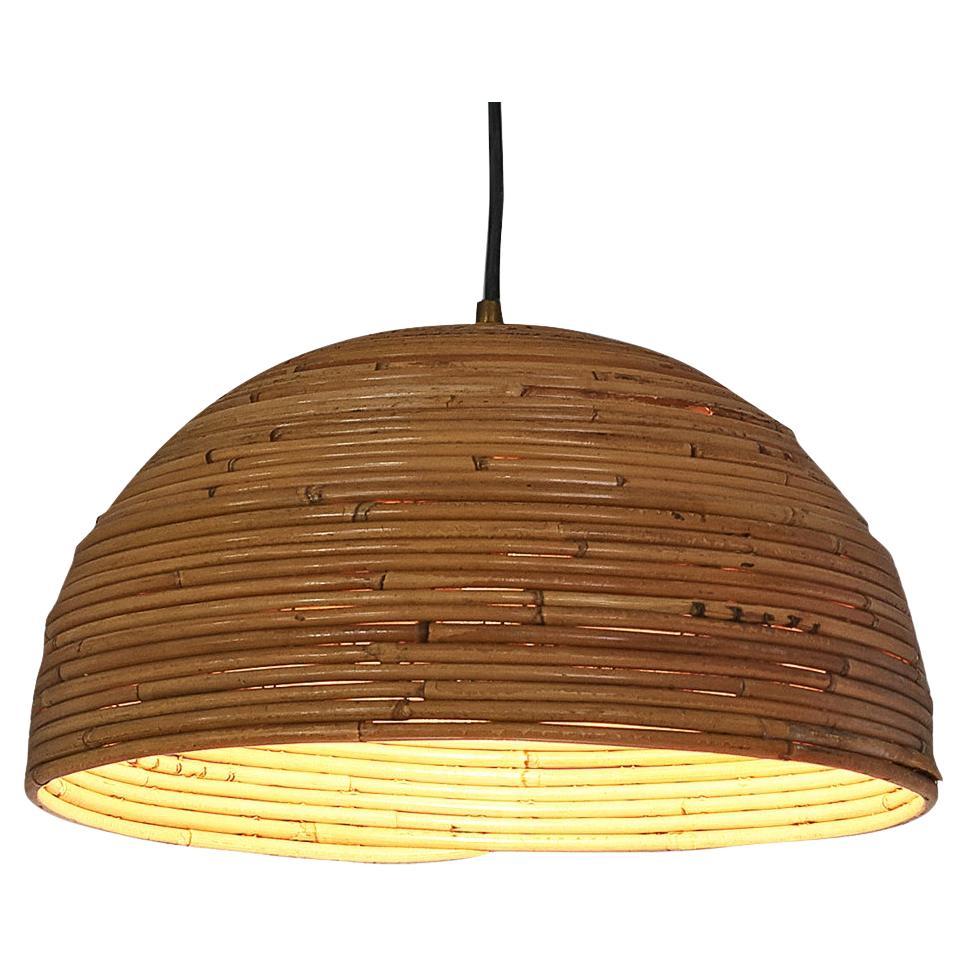 Dome Pendant in Bamboo and Brass For Sale at 1stDibs
