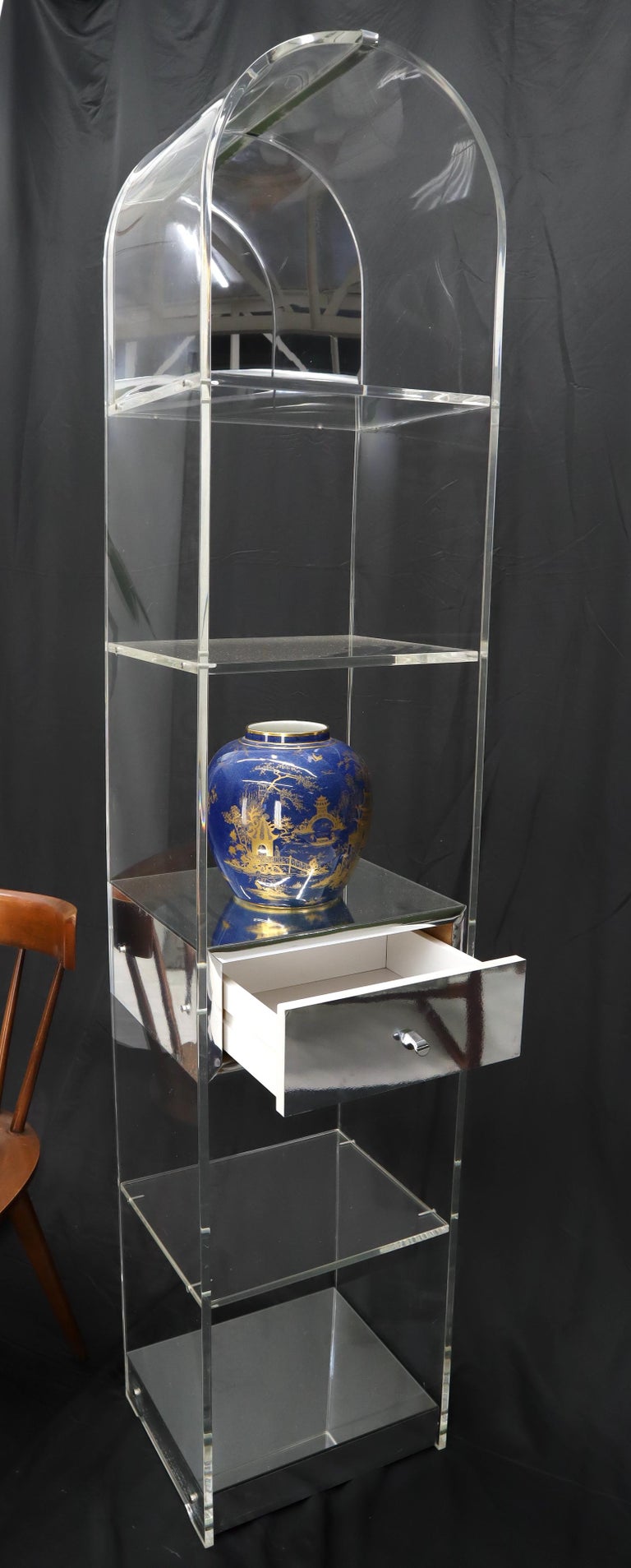 Dome Shape Top 5-Tier One-Drawer Narrow Mirrored Étagère Shelf Unit at ...