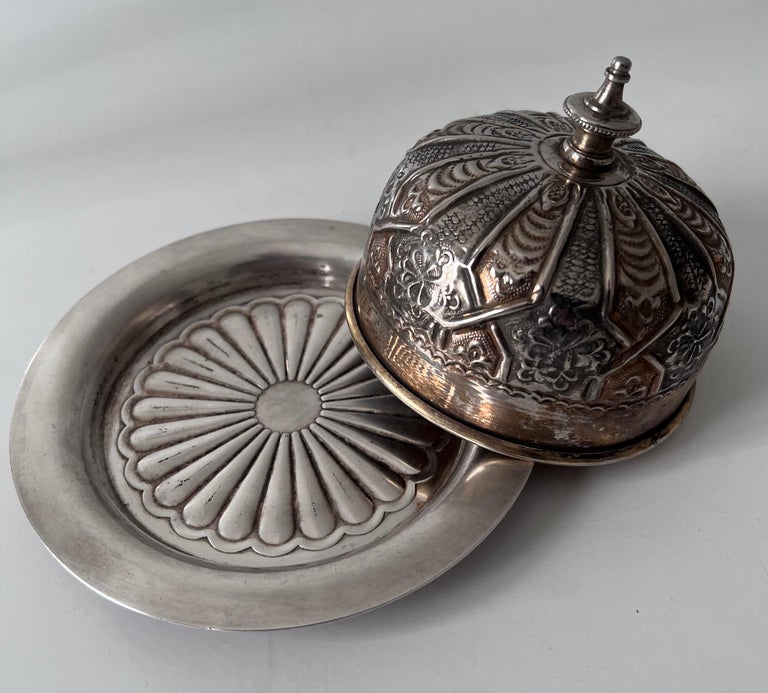 Domed French Silver Plate Repoussé Butter or Covered Dish Plate For ...