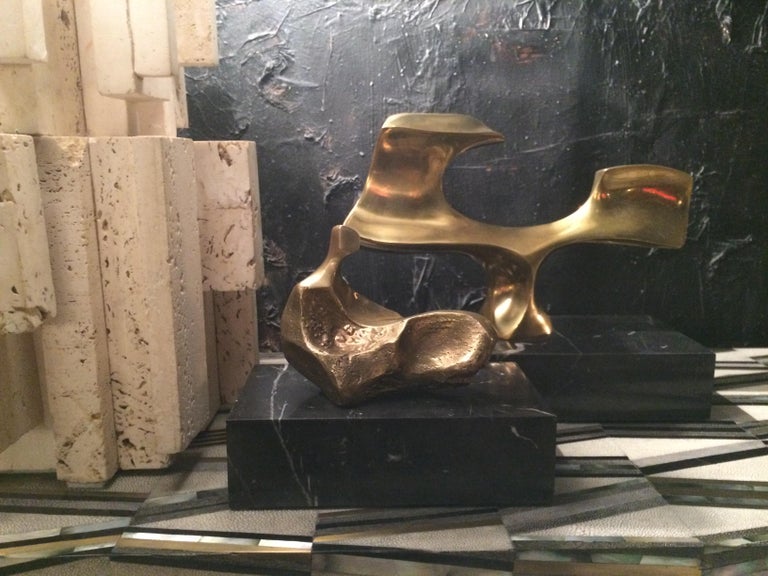 Domenico Calabrone, "Miniature" Sculpture in Bronze on Marble, Brazil ...