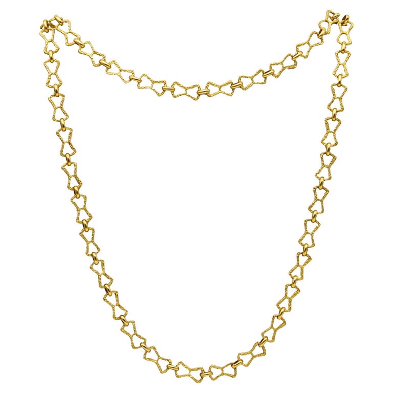 Domenico Ganazzin 1970 Retro Modern Geometric Long Chain in 18kt Yellow ...