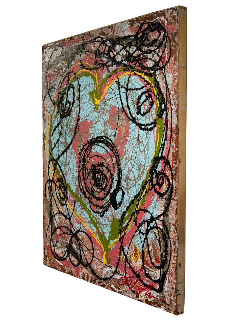 Dominic Pangborn Signed Untitled Abstract Expressionism Heart Paining ...