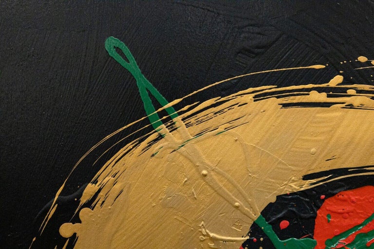 Dominic Pangborn Untitled Abstract Gold Swirl with Red and Green ...