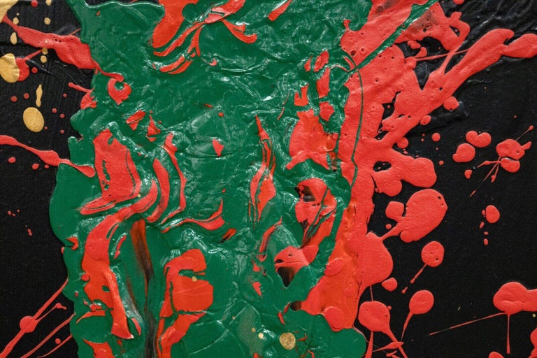 Dominic Pangborn Untitled Abstract Gold Swirl with Red and Green ...