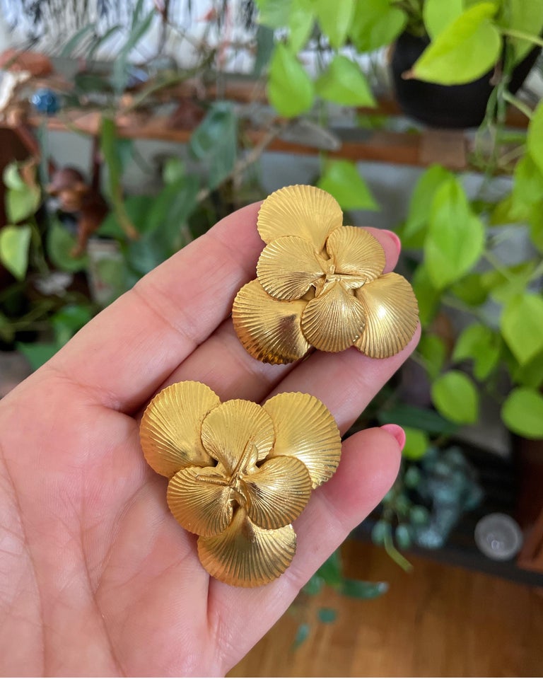 Dominique Aurientis Gold Gilt Sea shell Earrings New, Never Worn 1980s ...