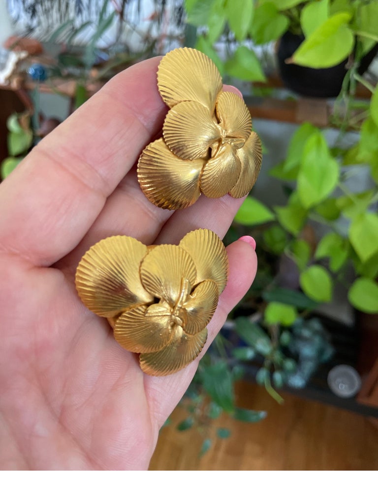Dominique Aurientis Gold Gilt Sea shell Earrings New, Never Worn 1980s ...