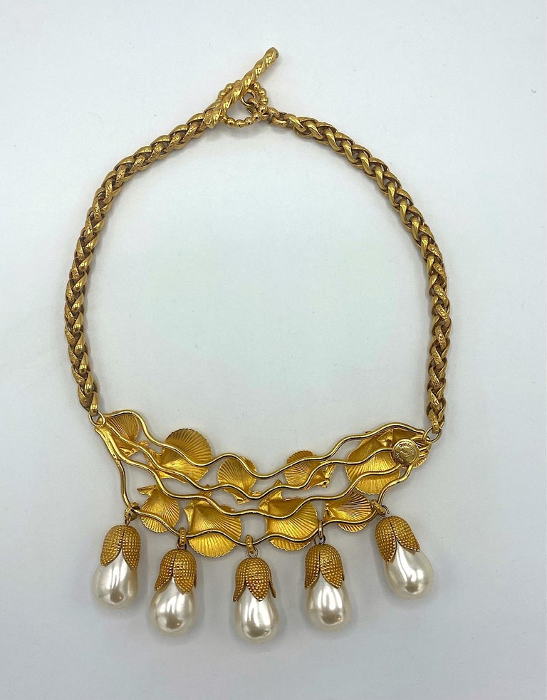 Dominique Aurientis Gold and Pearl Seashell Necklace at 1stDibs
